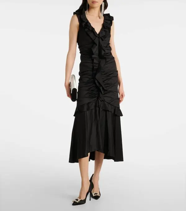 Carolina Herrera Ruffled Cotton-blend Midi Dress