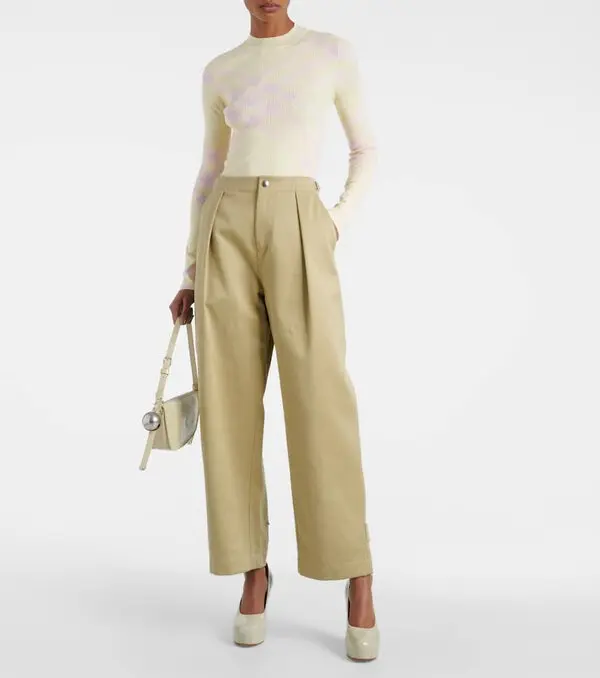 Burberry Check Wool-blend Top - Yellow