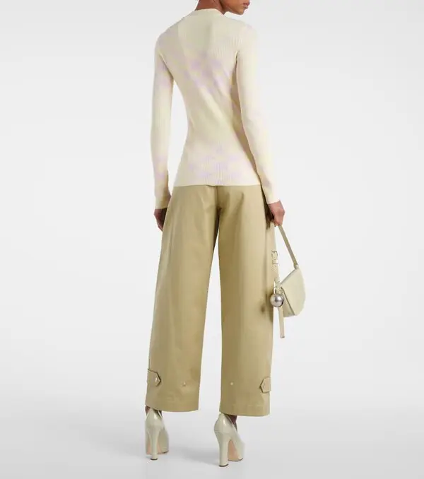 Burberry Check Wool-blend Top - Yellow