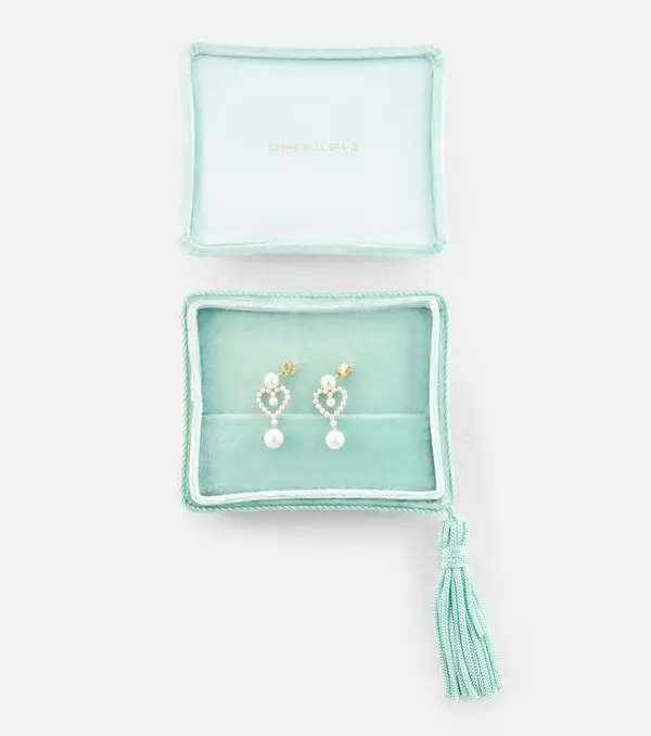 Sophie Bille Brahe Pearl Heart 14kt Gold Pendant Earrings - Multicoloured