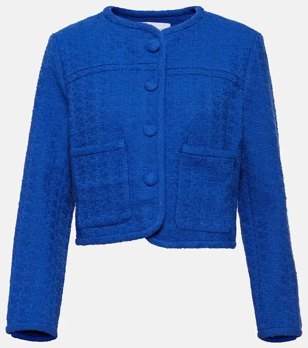 Proenza Schouler White Label Cropped Tweed Jacket - Blue