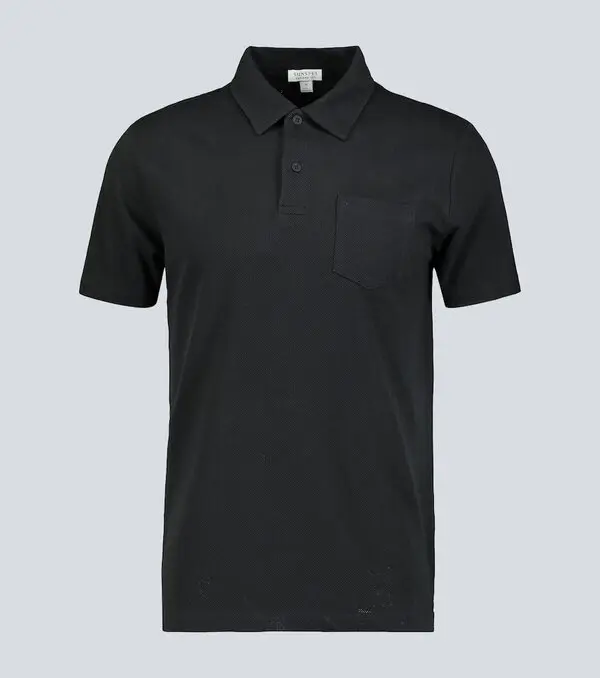 Sunspel Riviera Cotton Polo Shirt - Black