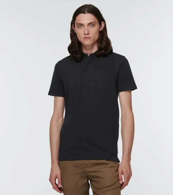 Sunspel Riviera Cotton Polo Shirt - Black