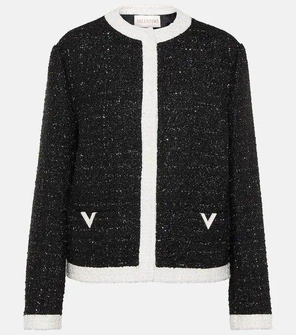 Valentino Garavani Tweed Lamé Jacket - Black
