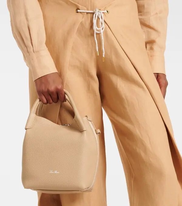 Loro Piana Bale Small Leather Tote Bag - Beige