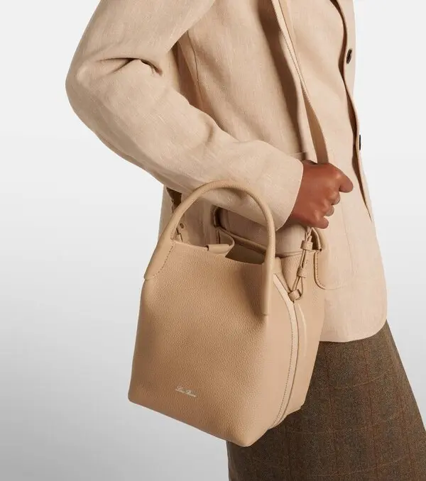 Loro Piana Bale Small Leather Tote Bag - Beige