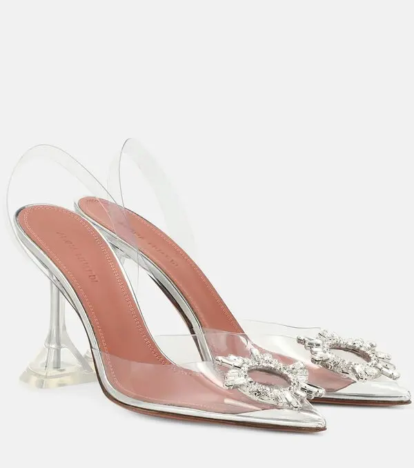 Amina Muaddi Begum Embellished Pumps - White