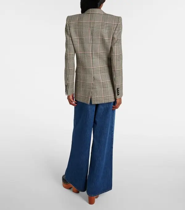 Chloé Double-breasted Checked Wool Blazer - Grey