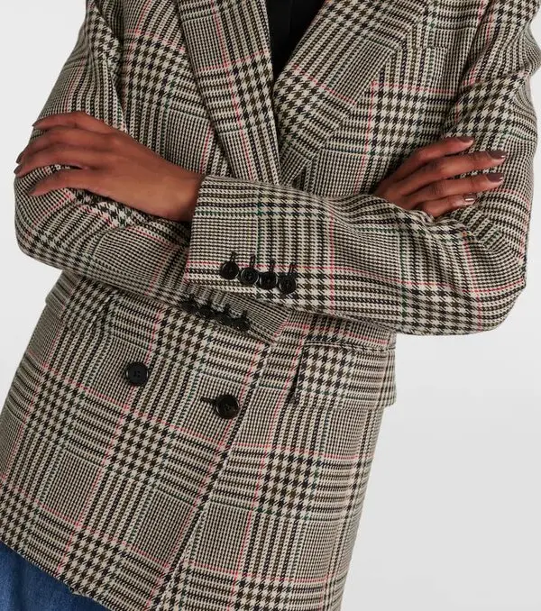 Chloé Double-breasted Checked Wool Blazer - Grey