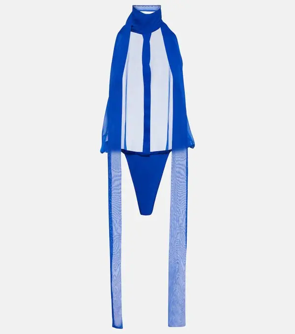 LAQUAN SMITH Tie-neck Bodysuit - Blue