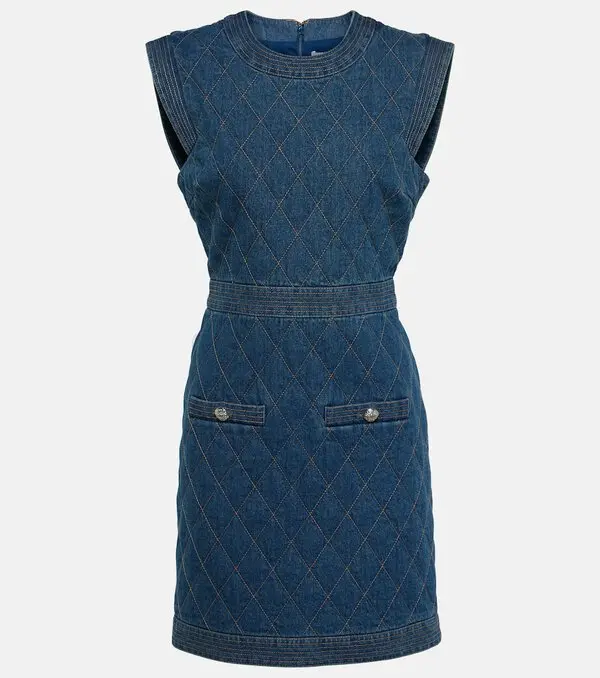 Veronica Beard Ginny Quilted Denim Minidress