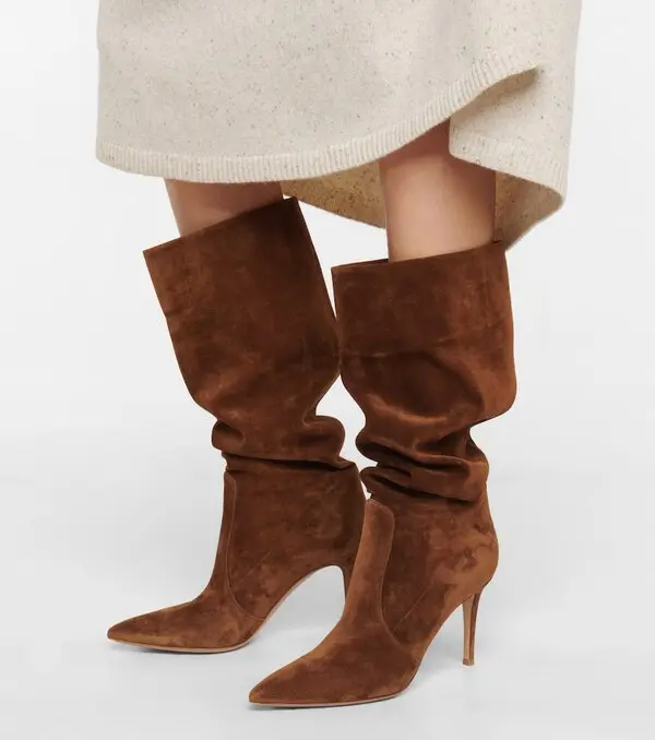 GIANVITO ROSSI Hansen 85 Suede Knee-high Boots - Brown