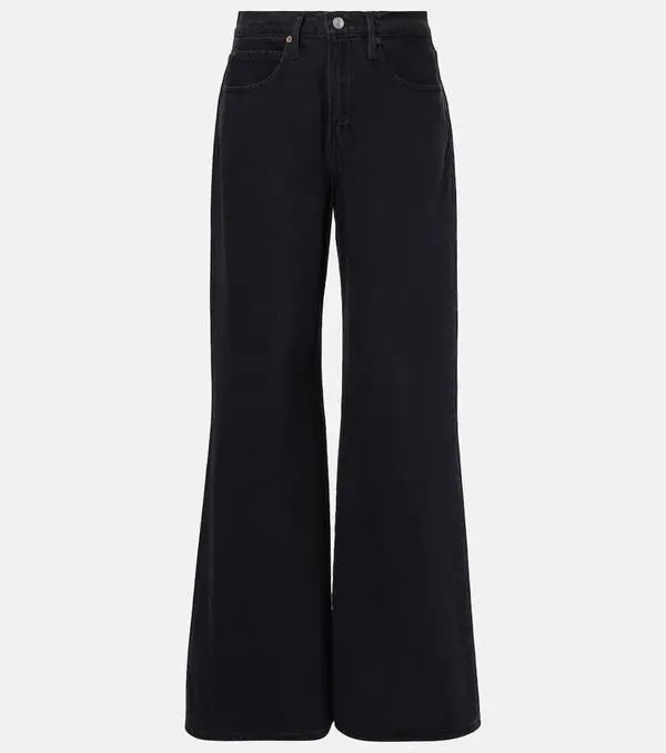 FRAME Easy Wide Flare High-rise Jeans - Black