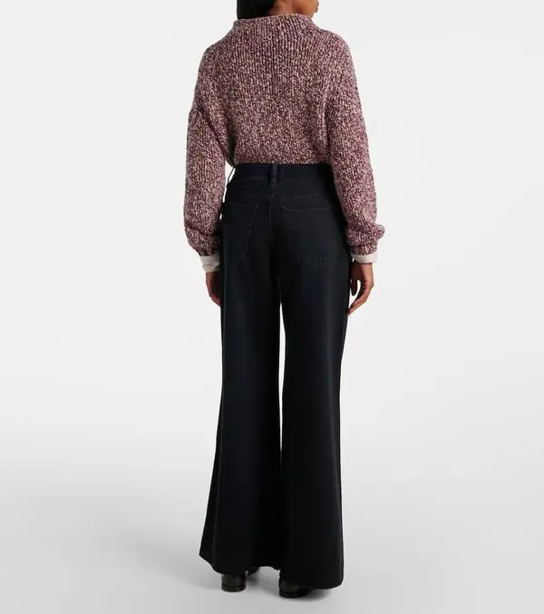 FRAME Easy Wide Flare High-rise Jeans - Black