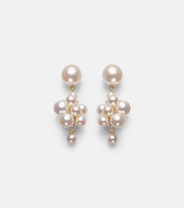 Sophie Bille Brahe Botticelli Pearl And 14kt Gold Earrings - White