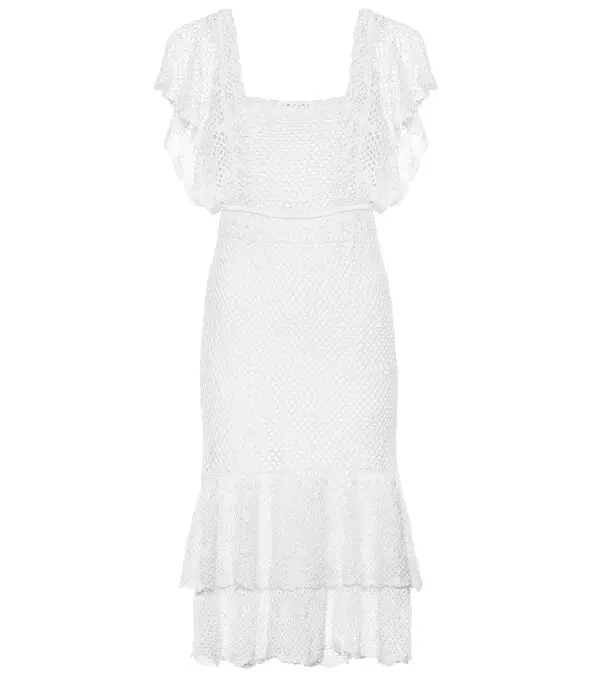 Anna Kosturova Florence Crochet Cotton Dress - White