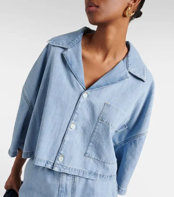 Bottega Veneta Cropped Cotton Denim Shirt