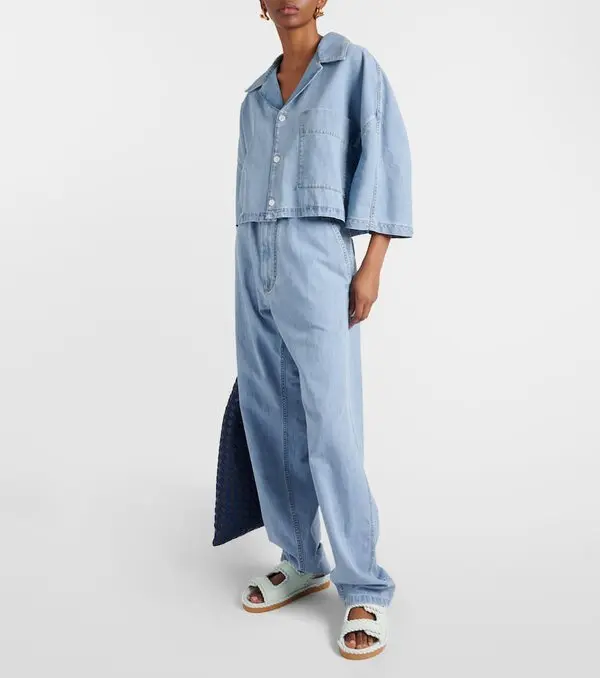 Bottega Veneta Cropped Cotton Denim Shirt