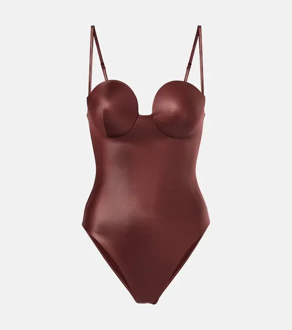 Magda Butrym Strapless Bustier Swimsuit - Brown