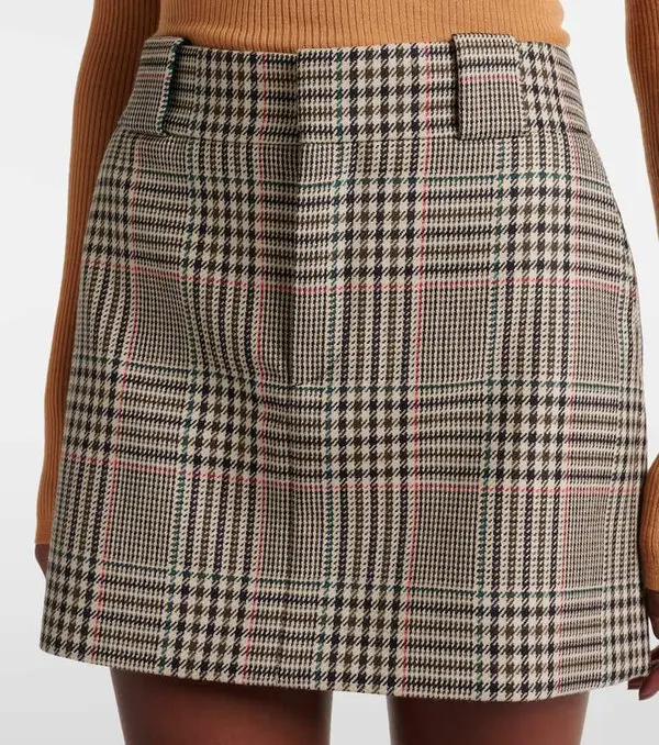 Chloé Checked Wool Miniskirt