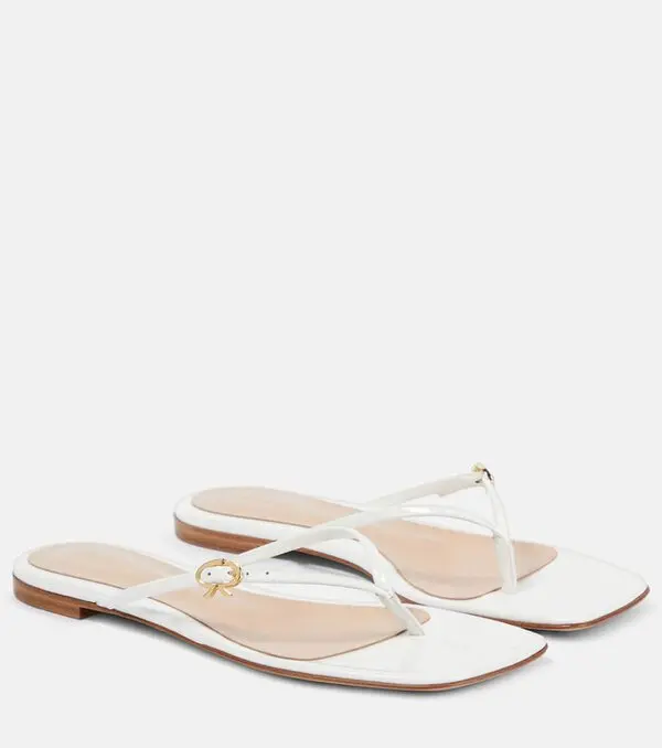 GIANVITO ROSSI Patent Leather Thong Sandals - White