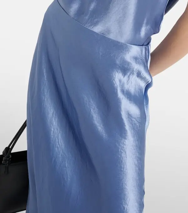 Vince Fringed Satin Midi Skirt