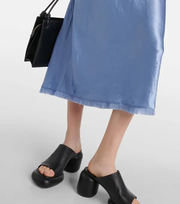 Vince Fringed Satin Midi Skirt