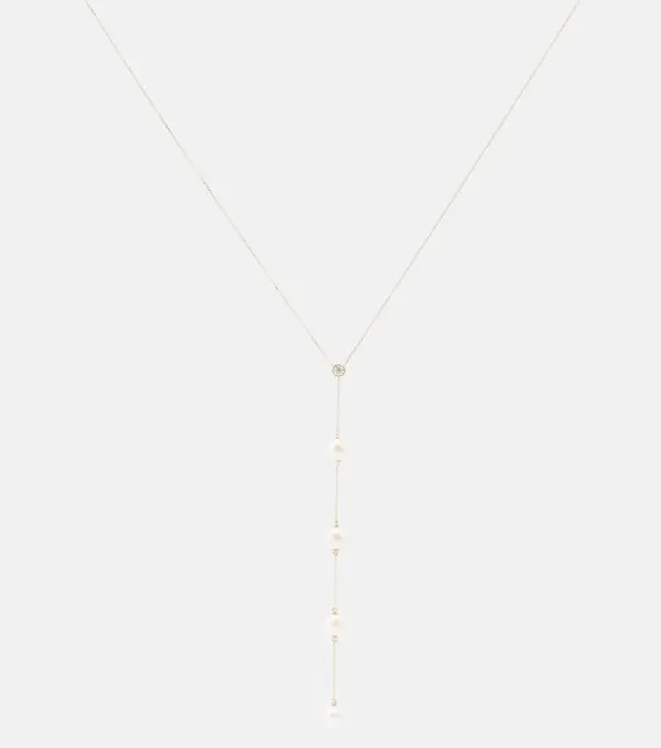 Mateo 14kt Yellow Necklace With Diamonds And Pearls - Gold
