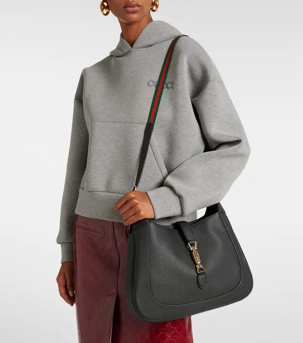 Gucci Jackie Medium Leather Shoulder Bag - Black