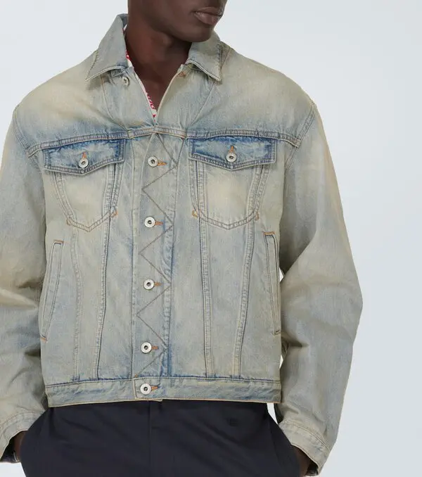 Kenzo Drawn Varsity Embroidered Denim Jacket