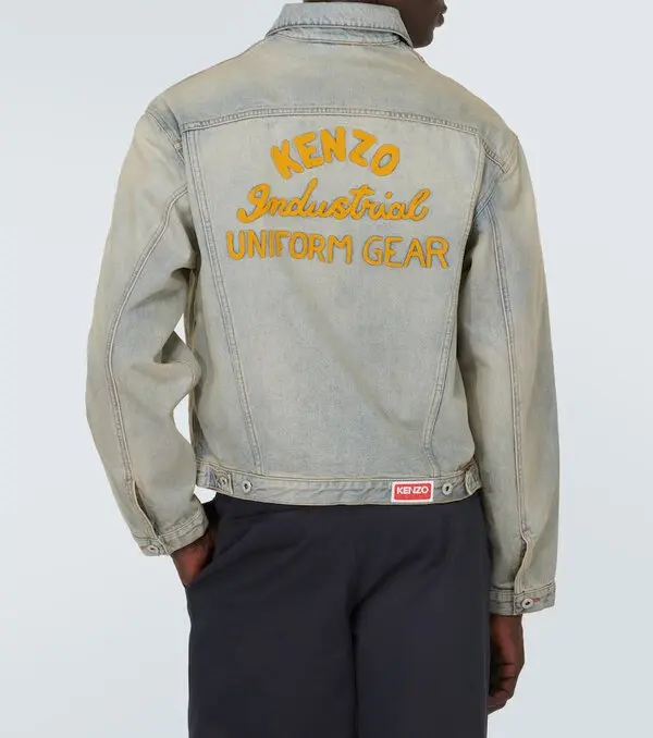 Kenzo Drawn Varsity Embroidered Denim Jacket