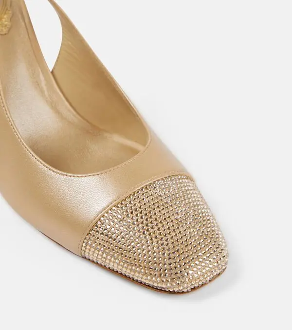 Rene Caovilla Embellished Leather Slingback Pumps