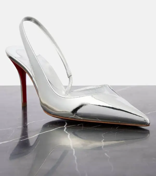CHRISTIAN LOUBOUTIN Posticha 80 Metallic Leather Slingback Pumps