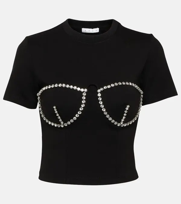 AREA Embellished Crop Top