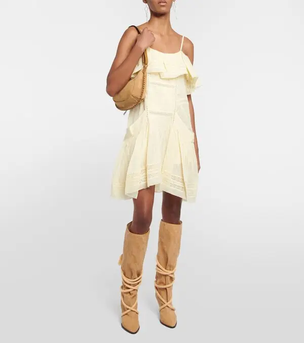 MARANT ETOILE Embroidered Cotton Mini Dress