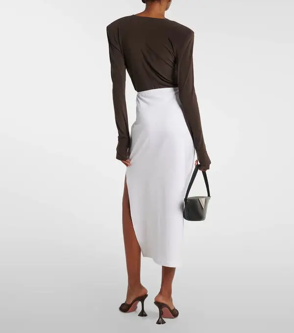 Norma Kamali High-rise Cotton-blend Midi Skirt