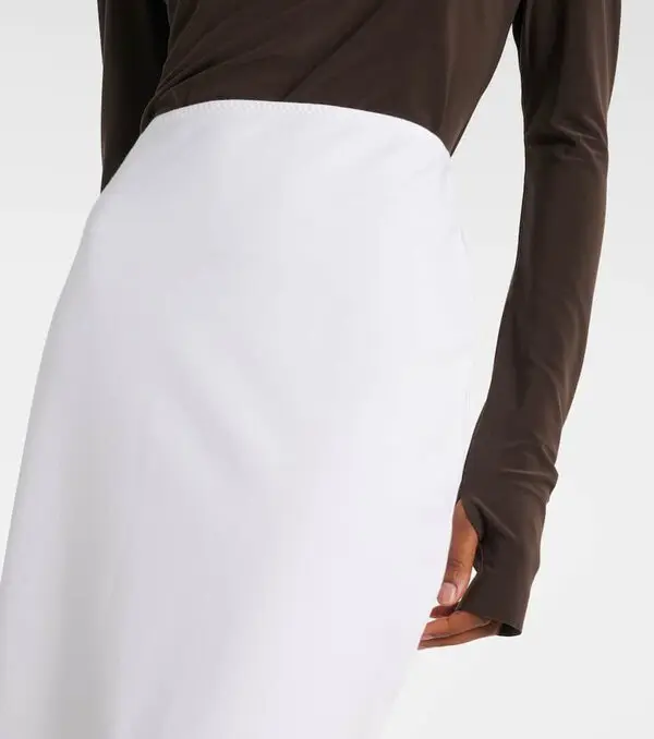 Norma Kamali High-rise Cotton-blend Midi Skirt