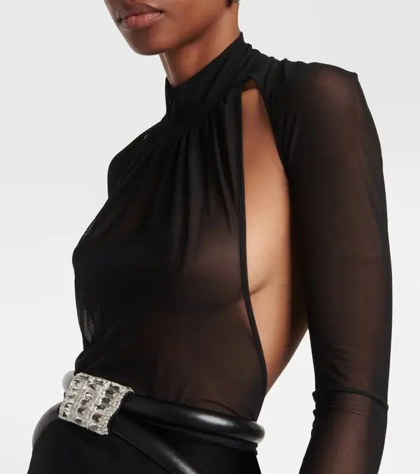 David Koma Cutout Mesh Bodysuit
