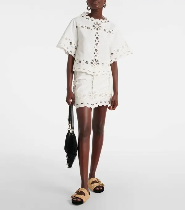 Isabel Marant Étoile Parissa Embroidered Cotton Crop Top