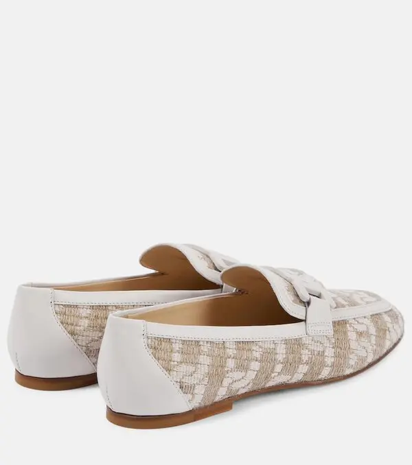 TOD'S Kate Leather-trimmed Loafers - Beige