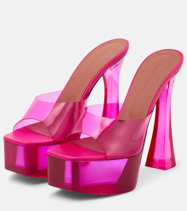 Amina Muaddi Dalida Glass Platform Mules