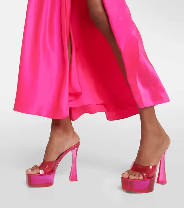 Amina Muaddi Dalida Glass Platform Mules