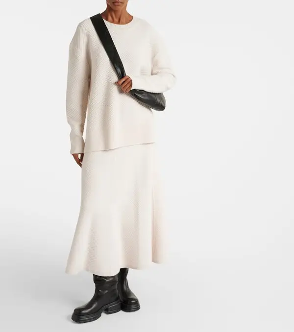 JOSEPH Ribbed-knit Wool-blend Midi Skirt