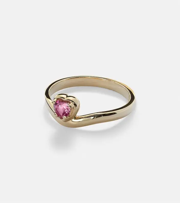 STONE AND STRAND Sweetheart Bonbon Merge 10kt Ring With Tourmaline - Gold