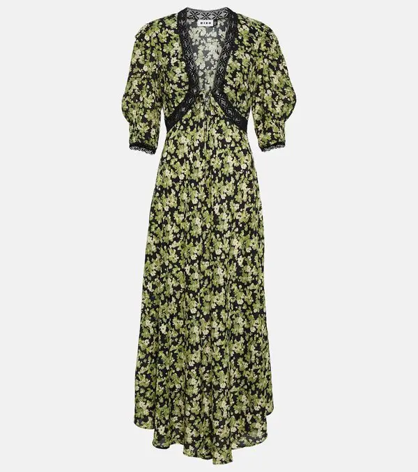 Rixo Amina Lace-trimmed Midi Dress