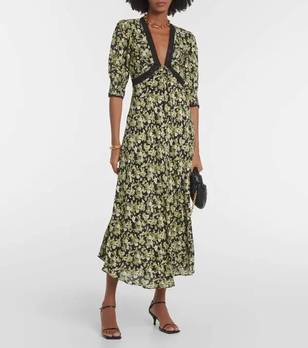 Rixo Amina Lace-trimmed Midi Dress