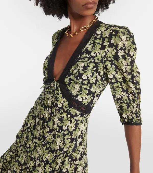Rixo Amina Lace-trimmed Midi Dress