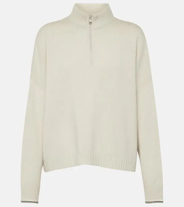 Brunello Cucinelli Wool, Cashmere, And Silk Half-zip Sweater