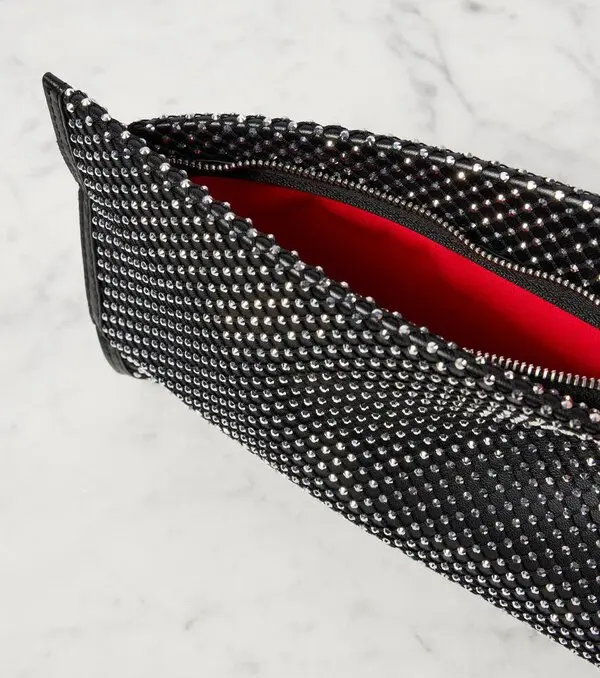 CHRISTIAN LOUBOUTIN Loubitwist Small Embellished Leather Clutch