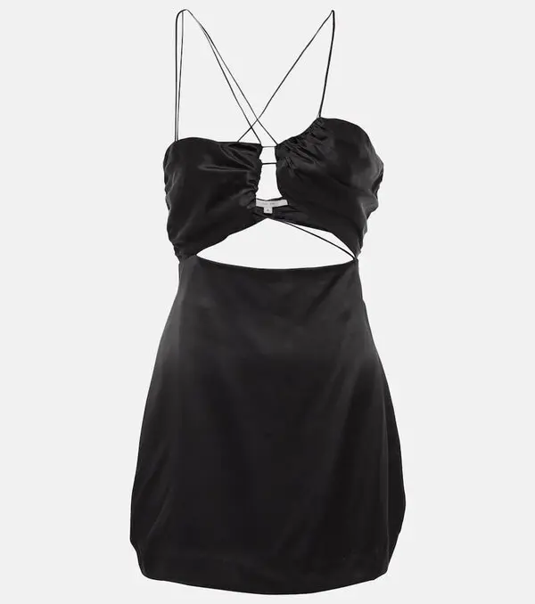 THE SEI Asymmetrical Silk Satin Mini Dress